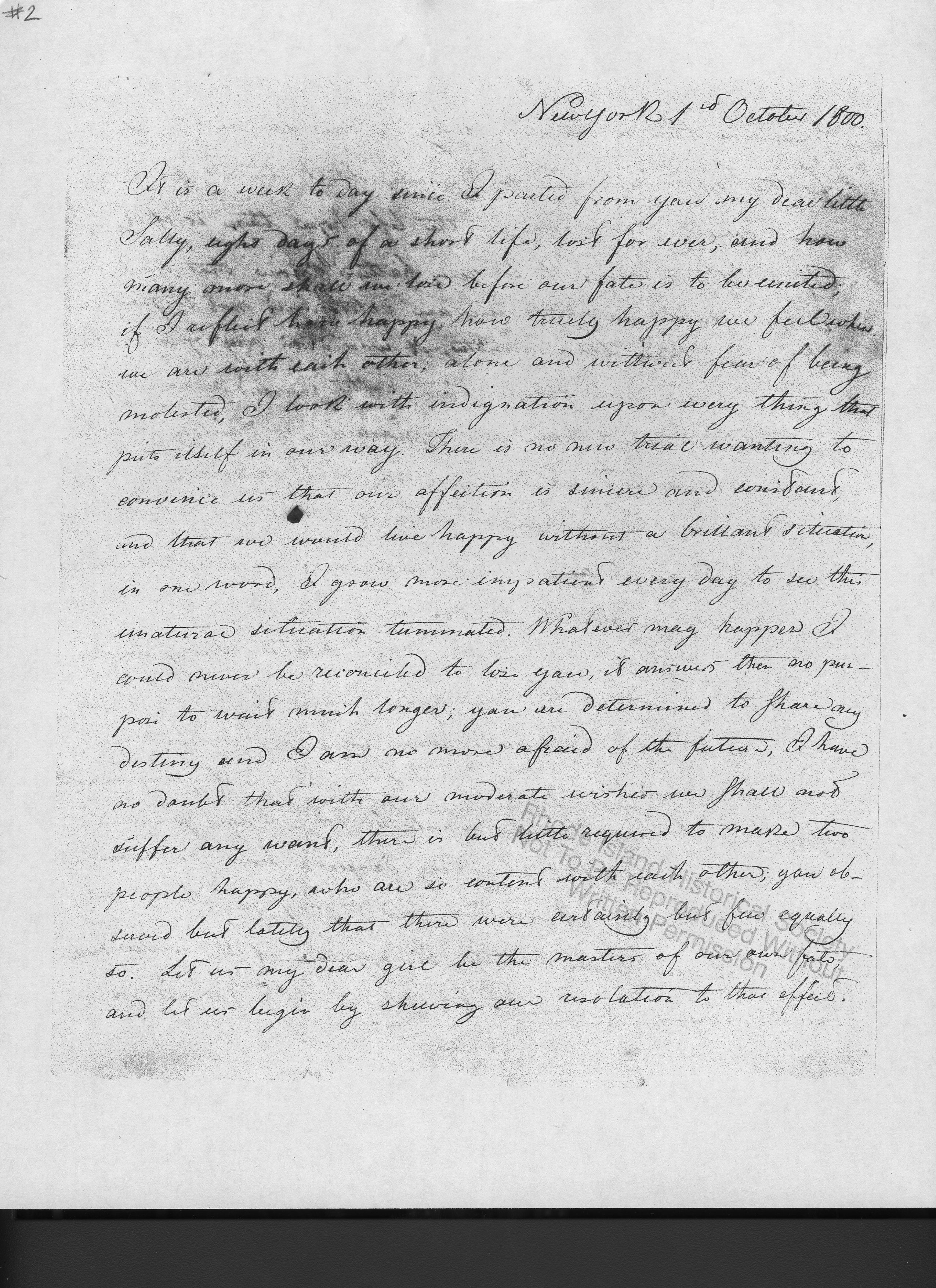 Letter from Herreshoff to Sally, October 1, 1800