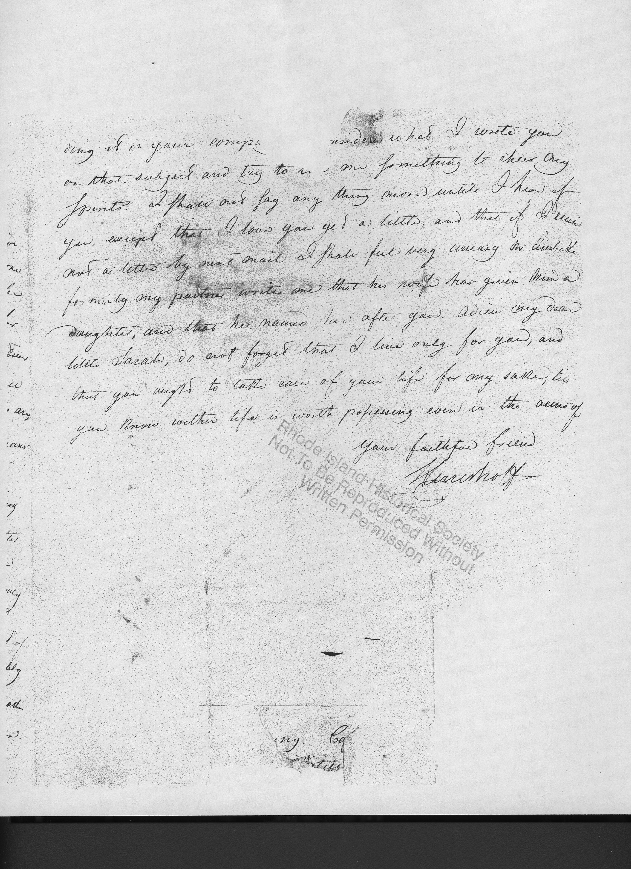 Letter from Herreshoff to Sally, October 1, 1800
