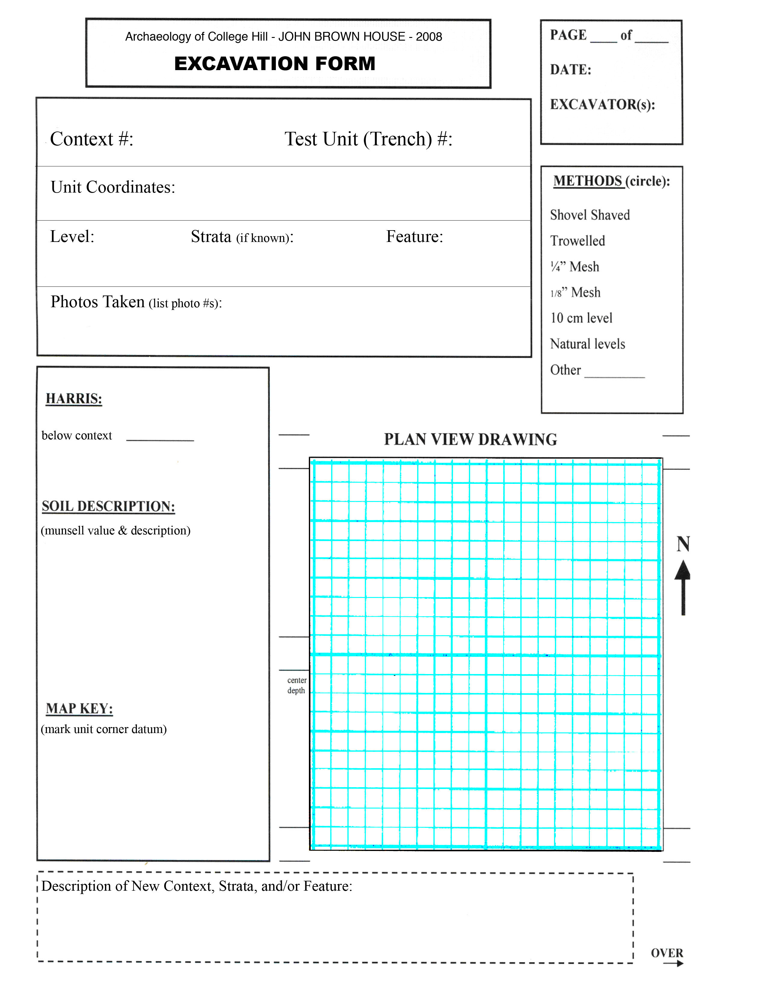 Sample Excavation Forms
